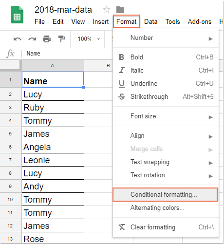 How To Conditional Formatting Duplicate Cells In A Column In Google Sheet 