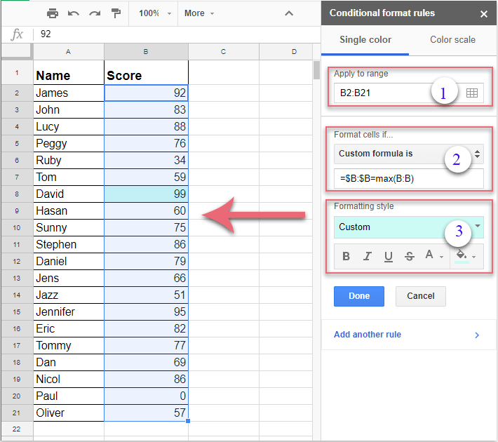 How To Highlight Or Conditional Formatting The Max Or Min Value In Google Sheet how-to-highlight-or-conditional-formatting-the-max-or-min-value-in-google-sheet