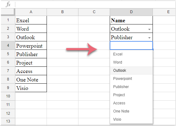 How to insert drop down list in Google sheet?