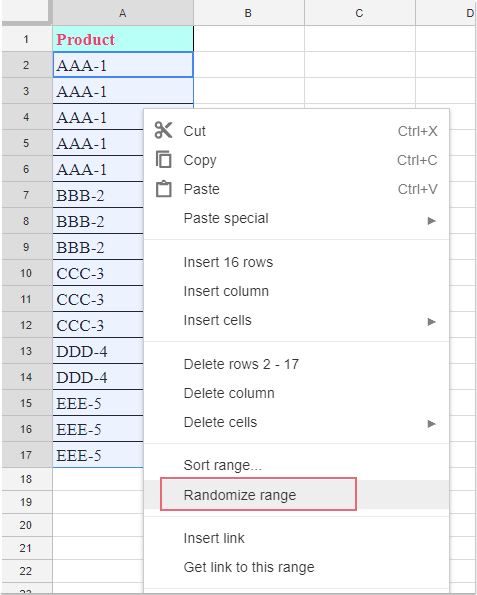 How to sort or shuffle data in a list randomly in Google sheets?