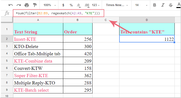 How To Sumif Cells If Contains Part Of Text String In Goolge Sheets 