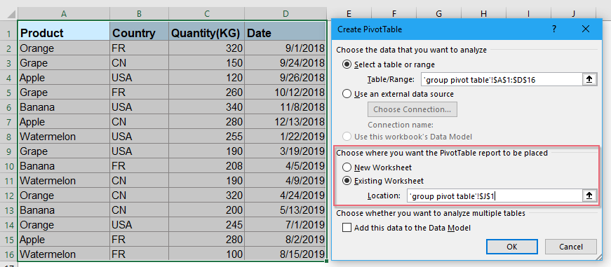 How To Group Date By Month Year Half Year Or Other Specific Dates In Pivot Table 