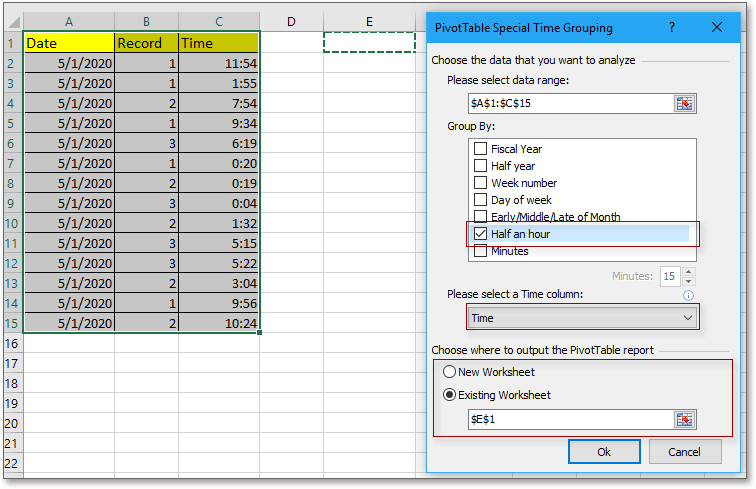 How To Group Data By Half An Hour Or 15 Minutes In Excel Pivottable