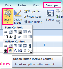 How to group multiple option / radio buttons in Excel?