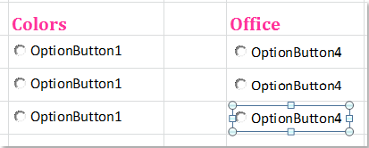 How to group multiple option / radio buttons in Excel?