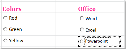 How to group multiple option / radio buttons in Excel?