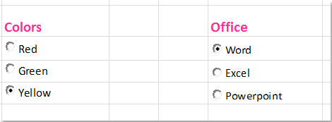 How to group multiple option / radio buttons in Excel?