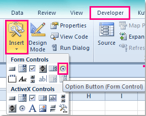 How to group multiple option / radio buttons in Excel?
