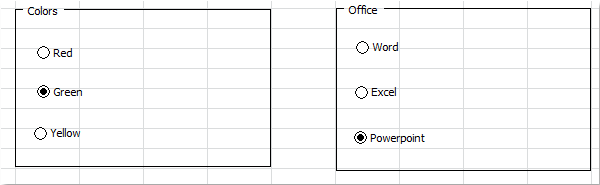 How to group multiple option / radio buttons in Excel?