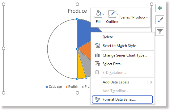 How to create a half pie chart in Excel?