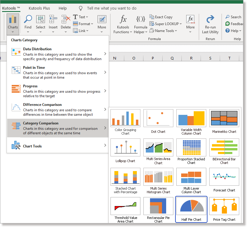 How to create a half pie chart in Excel?