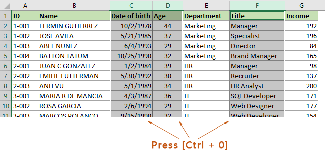 Hide columns in Excel (full guide with 8 methods)