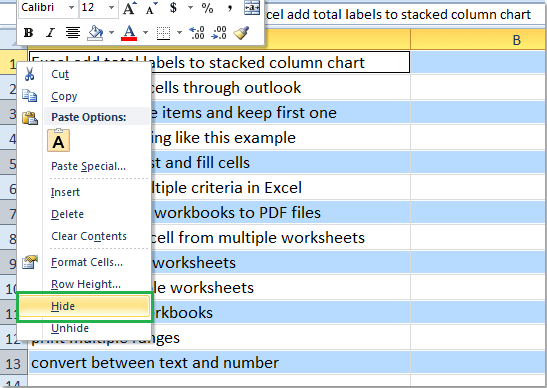 How to hide every other row in Excel?