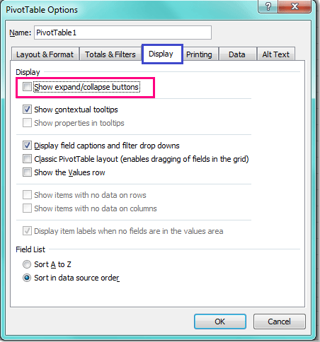 How to hide expand collapse buttons in pivot table?