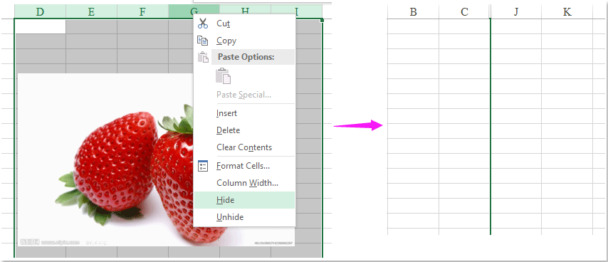How to hide picture when hiding rows or columns in Excel?