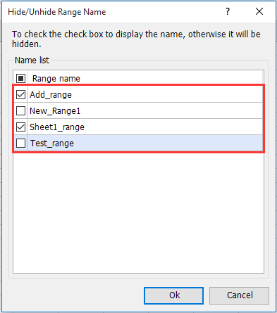 How to hide / unhide all named ranges in Excel?