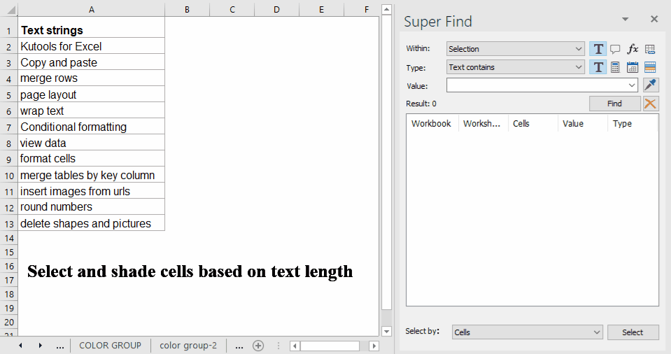 How to highlight cells based on length of text in Excel?