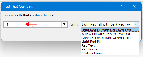 Excel: How to highlight cells that contain question mark