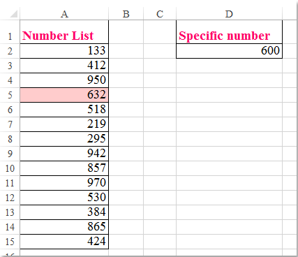 How to highlight the closest value in a list to a given number in Excel?