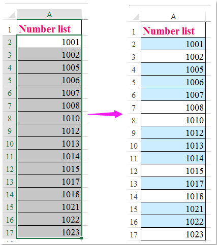 How to highlight consecutive or non-consecutive numbers from a column in Excel?