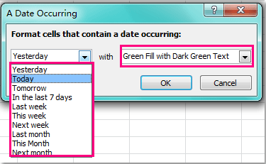 How to highlight the date of current day / week / month in Excel?