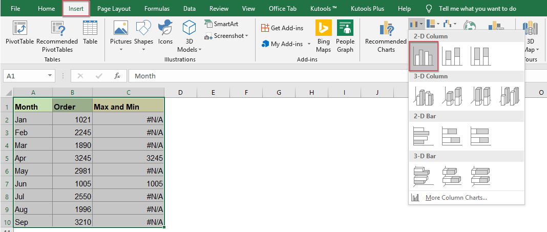 How to highlight max and min data points in a chart?