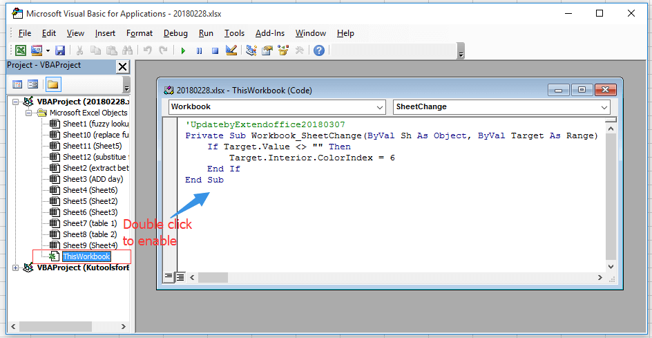 How to highlight the modified/updated cells in Excel?