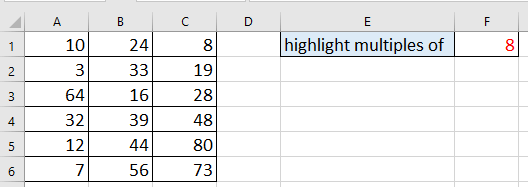 How to highlight multiples of a specific number in Excel?