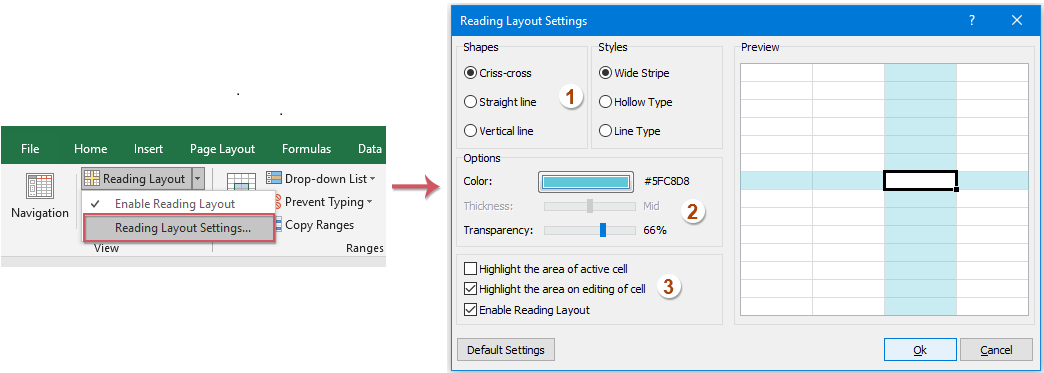 How to highlight selected row / column / column and row in Excel?
