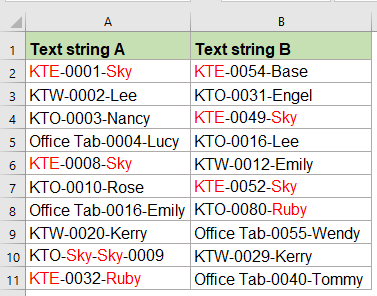How to highlight specific text within a cell based on other text?