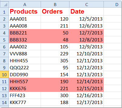 How to highlight rows with weekend days in Excel?