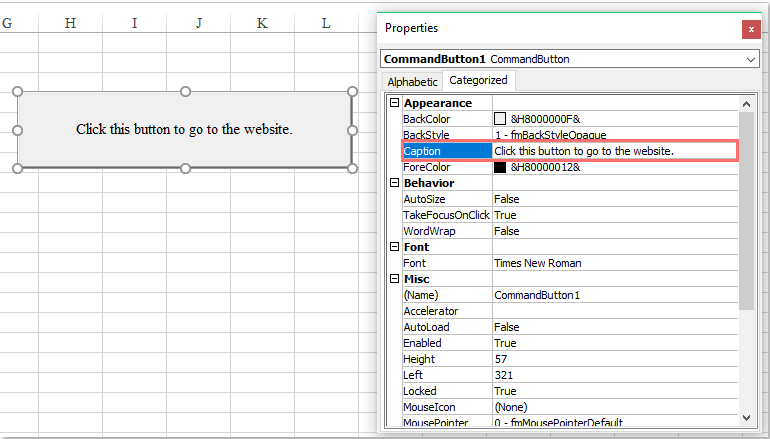How To Hyperlink A Command Button To A URL Address In Excel 