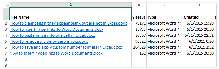 How to insert hyperlinks to Word Documents/files in Excel?