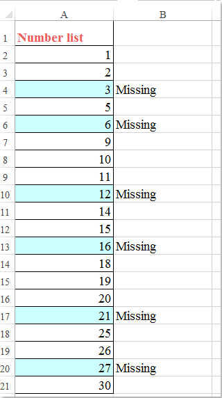 How To Identify Missing Numbers Sequence In Excel 