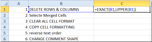 How to identify uppercase, lowercases, and proper cases in Excel?