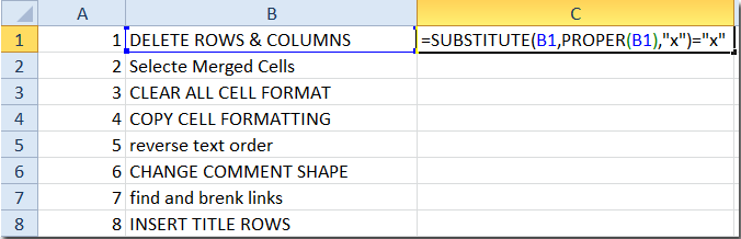 How to identify uppercase, lowercases, and proper cases in Excel?