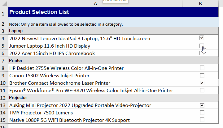 How To Uncheck Another Checkbox When A Checkbox Is Checked In Excel 