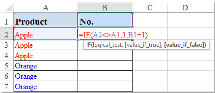 How to increment numbers when value changes in another column?