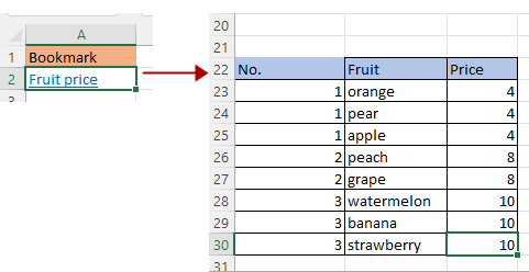 Excel: How to create or insert a bookmark
