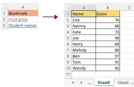 Excel: How to create or insert a bookmark