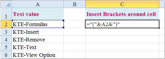 How To Insert Brackets Around Text In A Cell 
