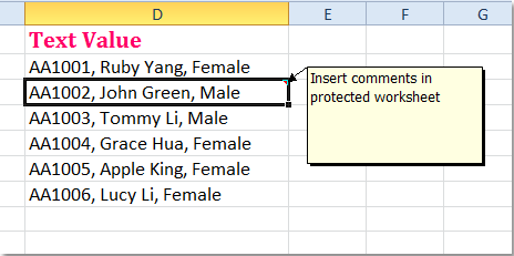 How to insert comments in protected worksheet?