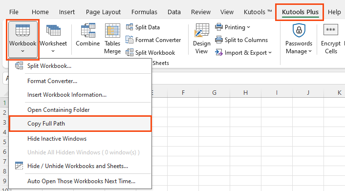 How to insert the current Excel file location in a cell of Excel?