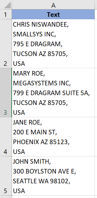 How to insert a line break in a cell after a specific character?