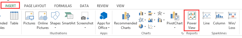 How to insert or showing Power View in Excel?