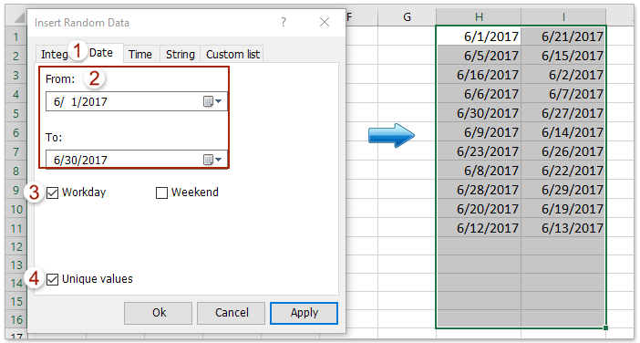 How To Insert Random Integer Numbers Between Two Numbers Without Repeats In Excel