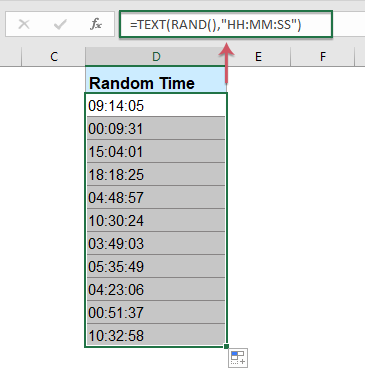 How to quickly generate random time in Excel?
