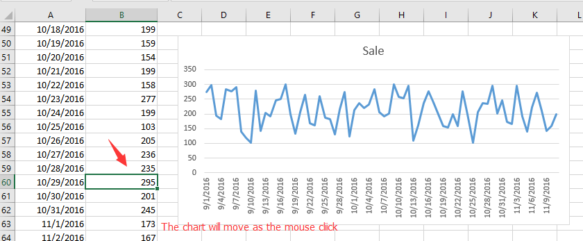 How to always keep a chart in view when scrolling in Excel?