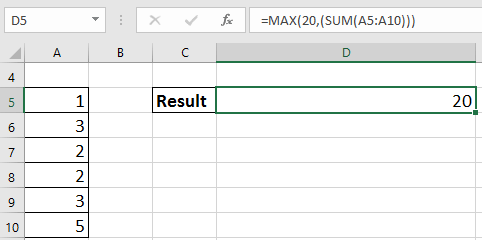 How to limit formula result to maximum or minimum value in Excel?