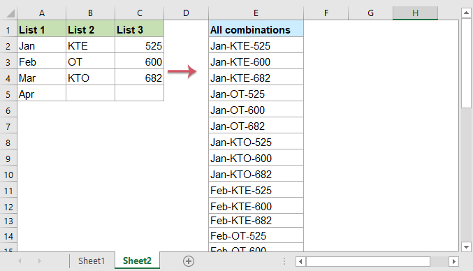 How To List Or Generate All Possible Combinations In Excel 3584